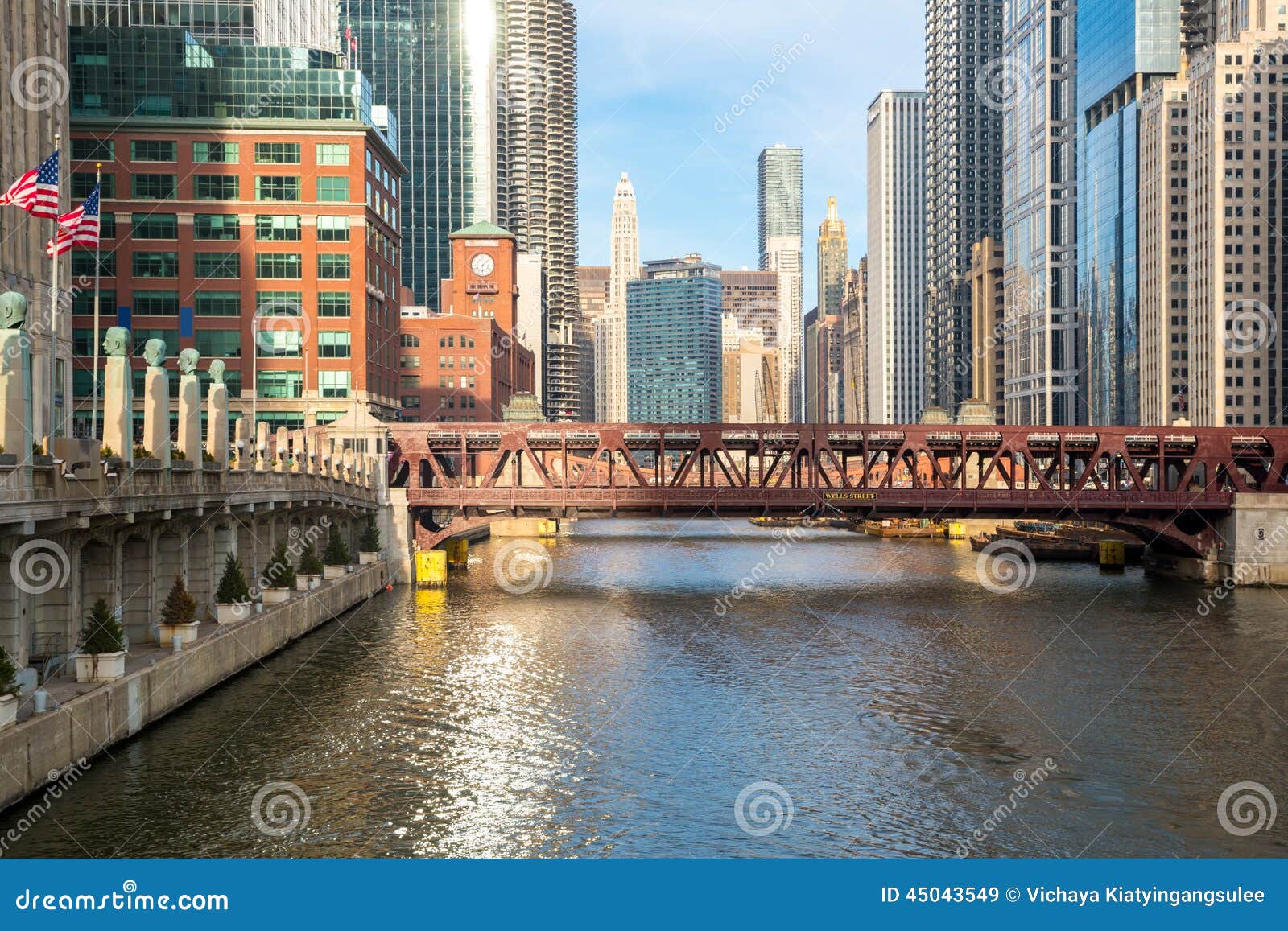 Chicago downtown river stock image. Image of built, financial - 45043549
