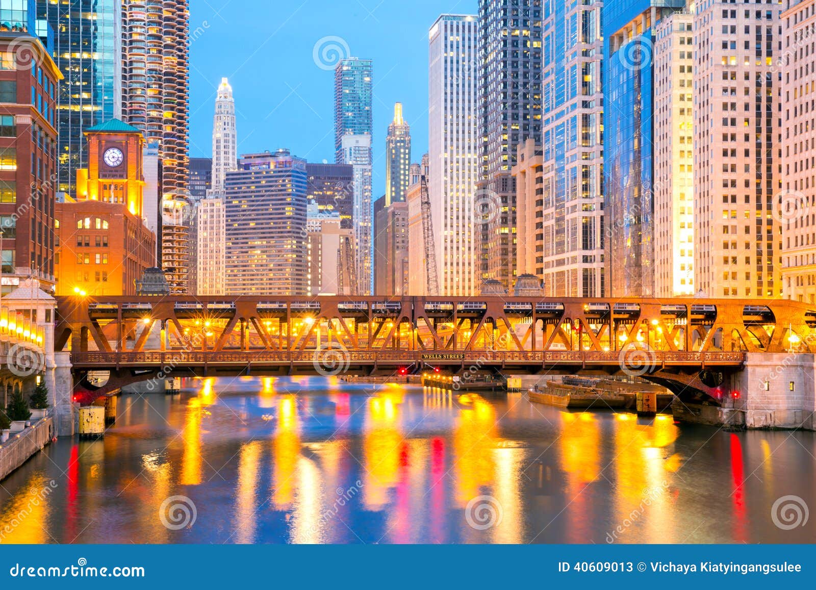 Chicago downtown and River stock image. Image of exterior - 40609013