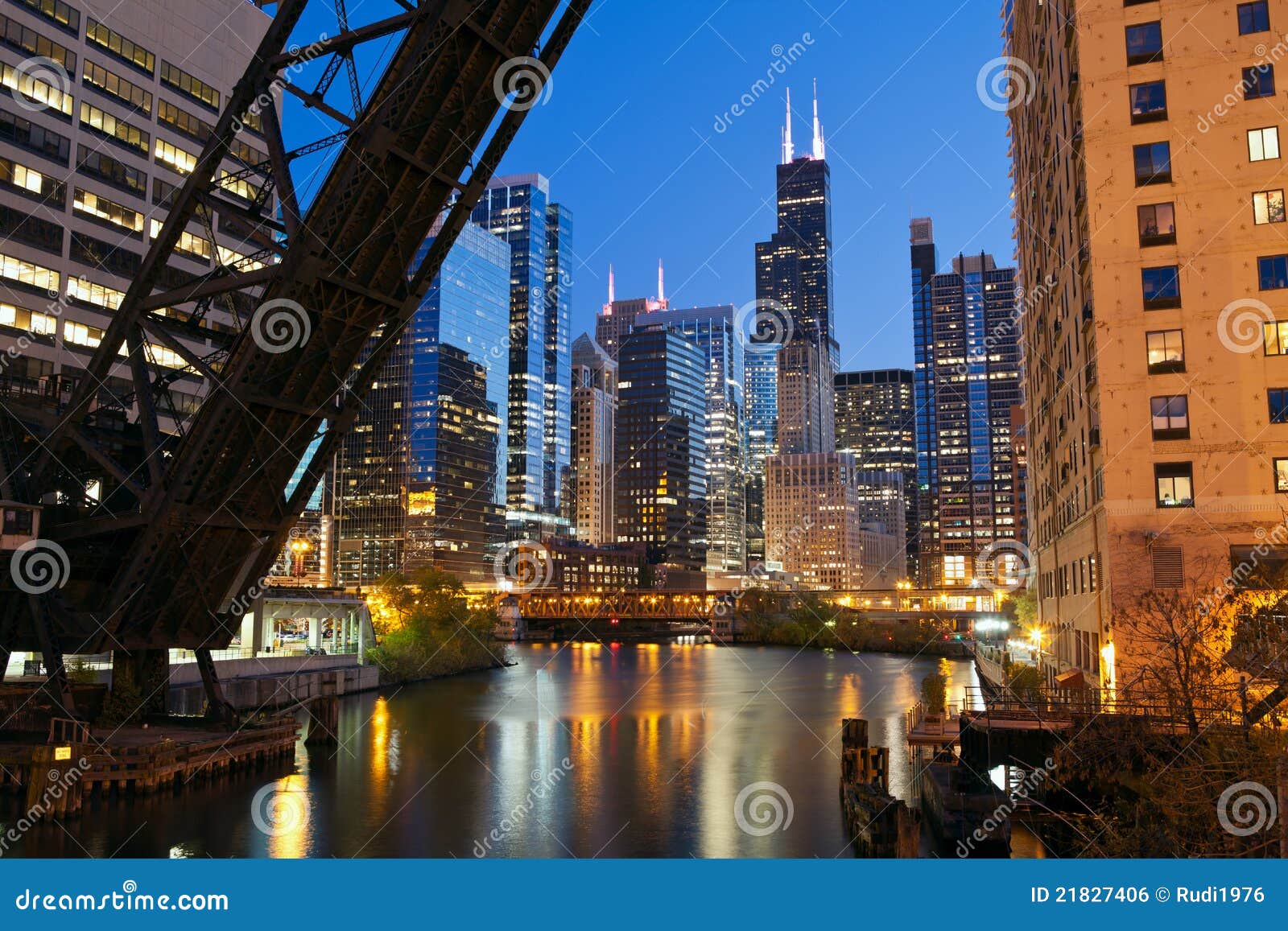 Chicago Downtown Riverside. Stock Photo - Image of exterior ...