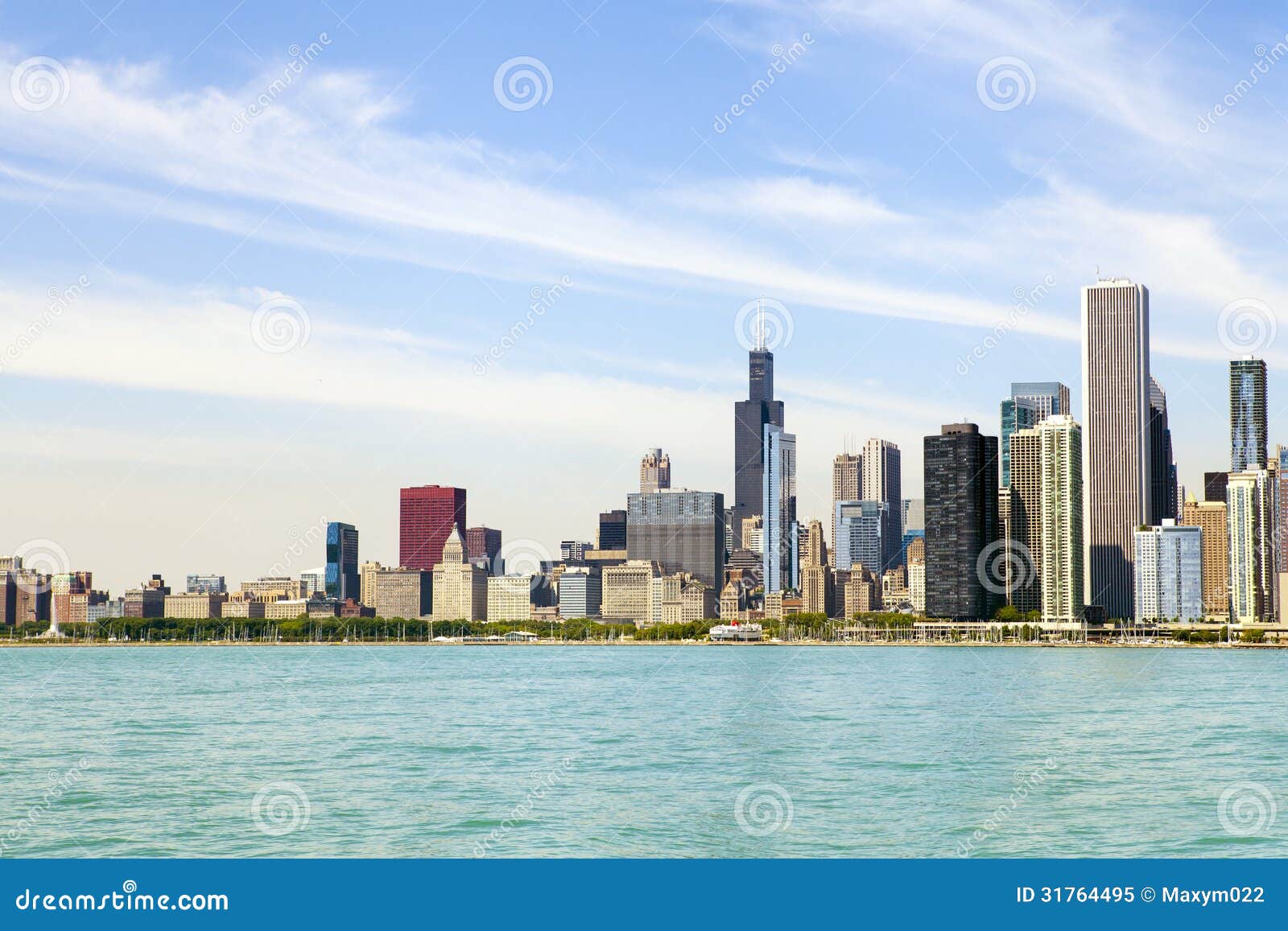 Chicago Downtown Skyline stock image. Image of summer - 31764495