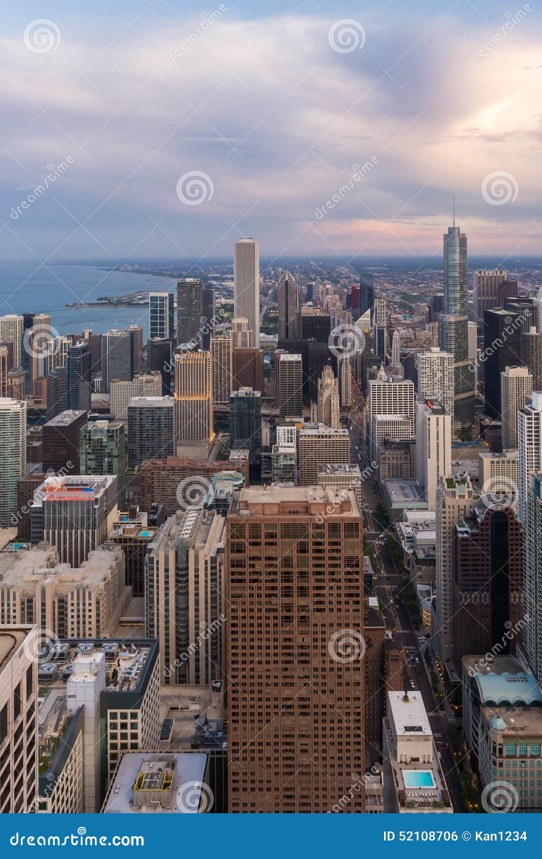 Chicago Downtown Skyline at Sunset Stock Photo - Image of cityscape ...