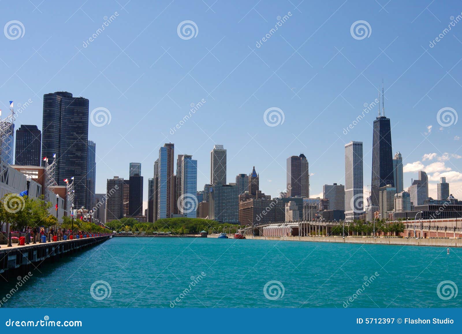 Chicago Downtown Street Waterfrint View in the Sum Stock Image - Image ...