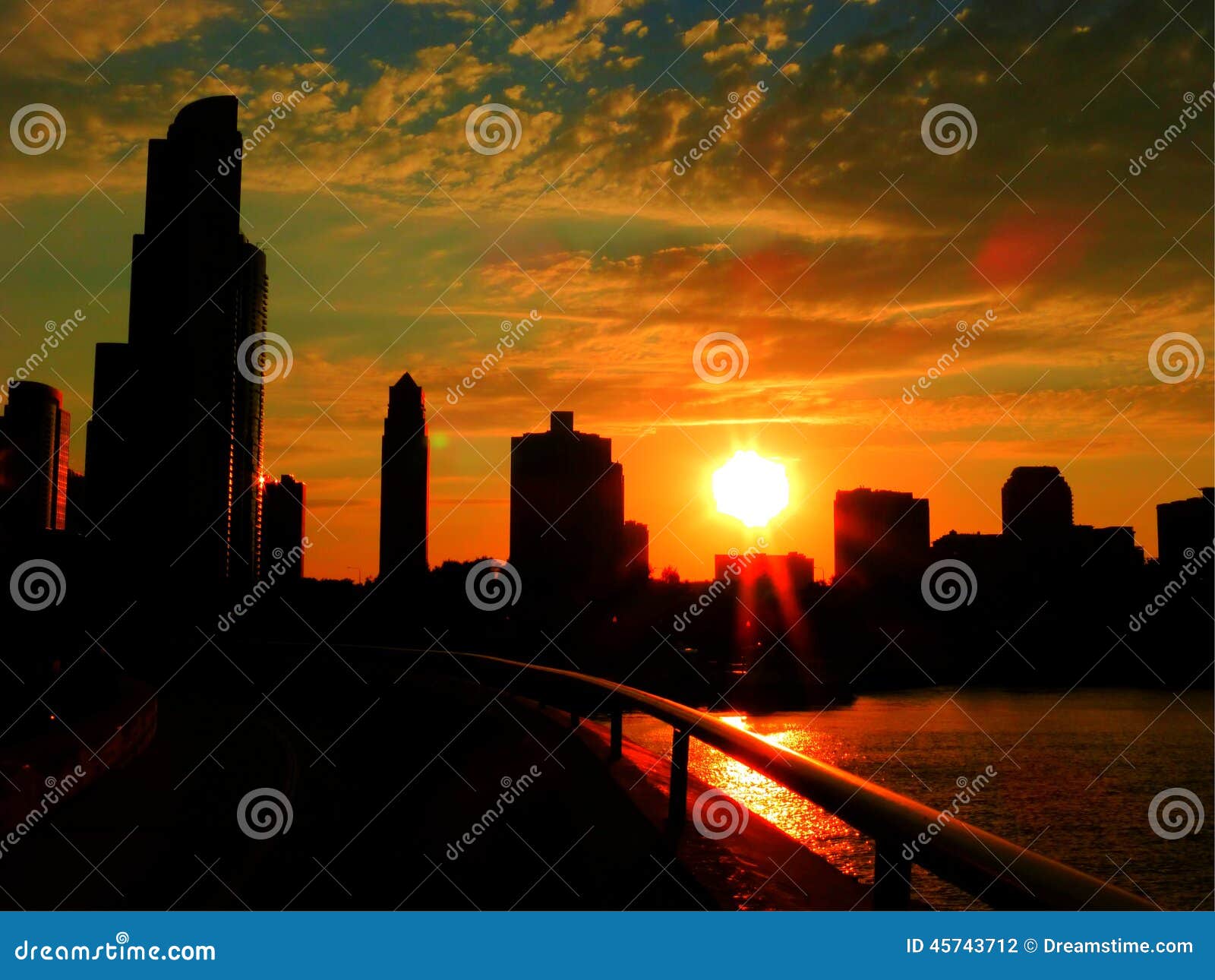 Chicago downtown sunset stock photo. Image of time, downtown - 45743712