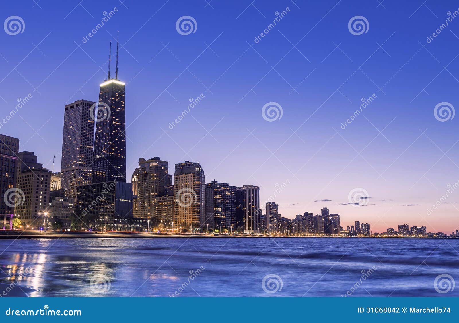 Chicago by dusk stock photo. Image of architecture, finance - 31068842