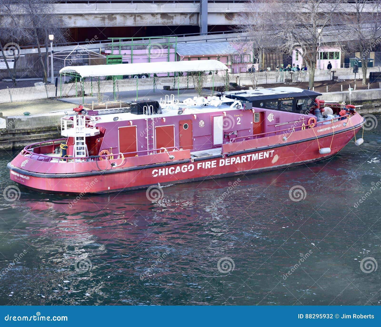 Fireboat Or Firefighter Ship Equipped With Multiple Water Cannons And ...