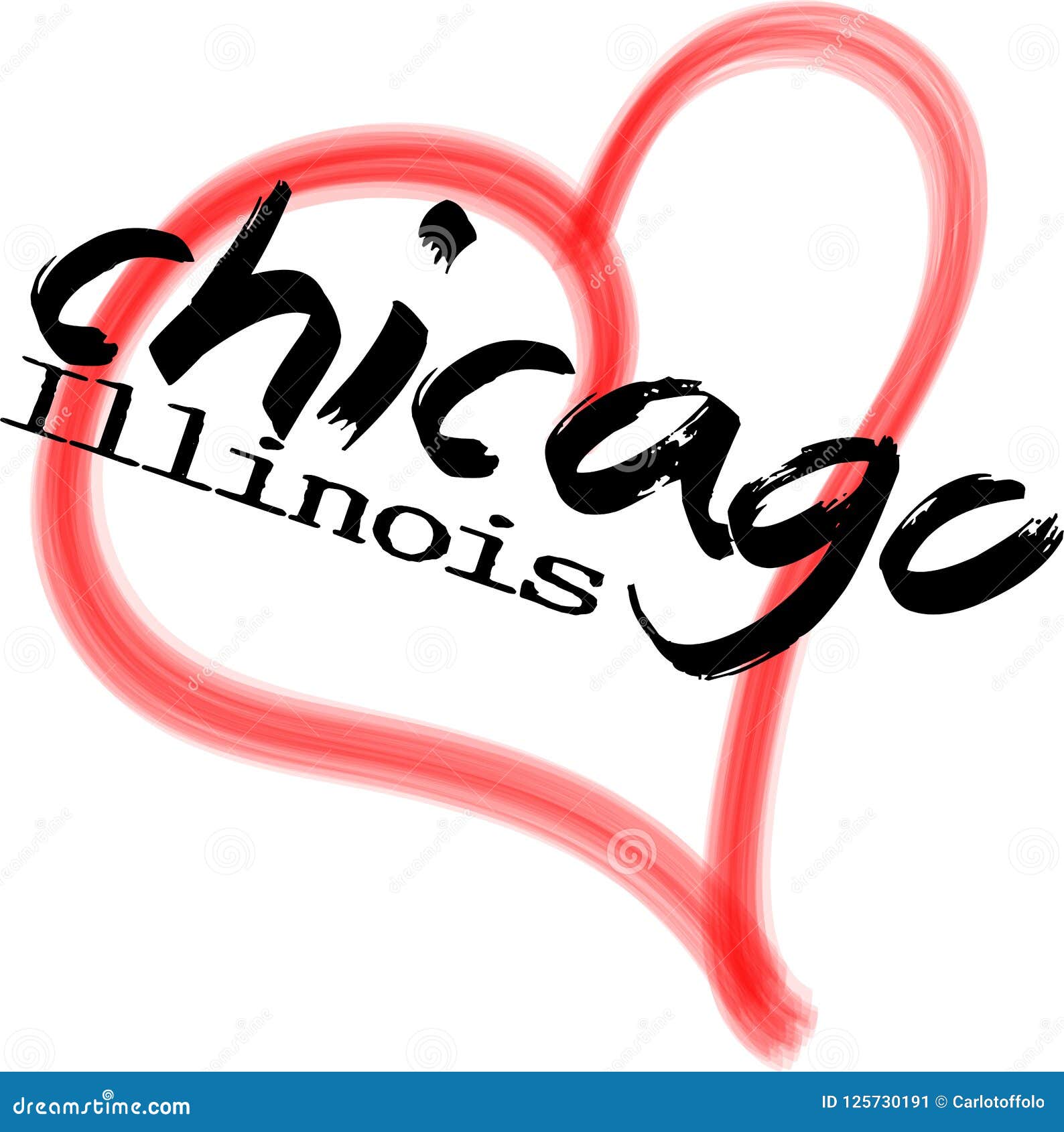 Chicago with Heart - Vector Stock Vector - Illustration of sign, travel ...