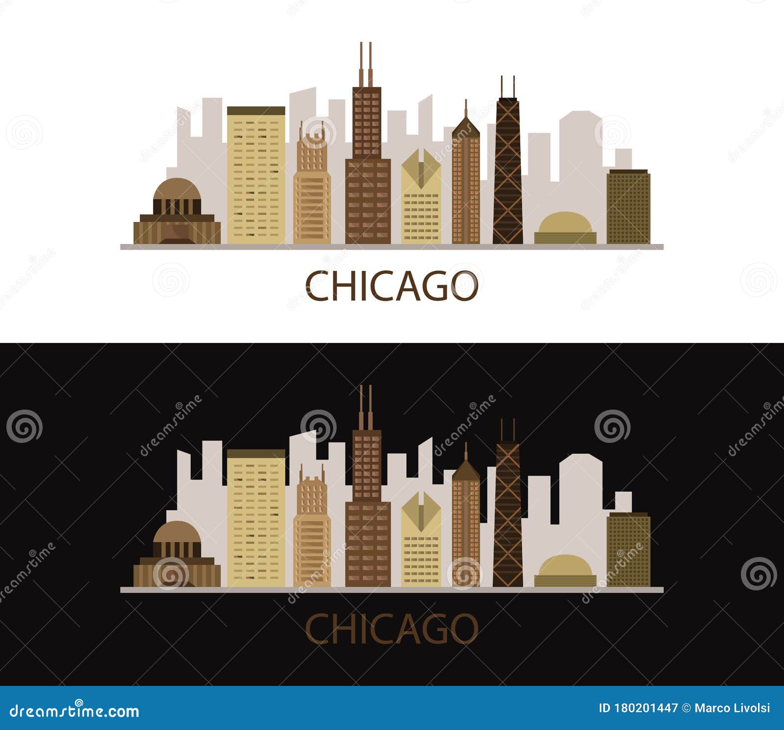Chicago Icon Illustrated in Vector on White Background Stock ...