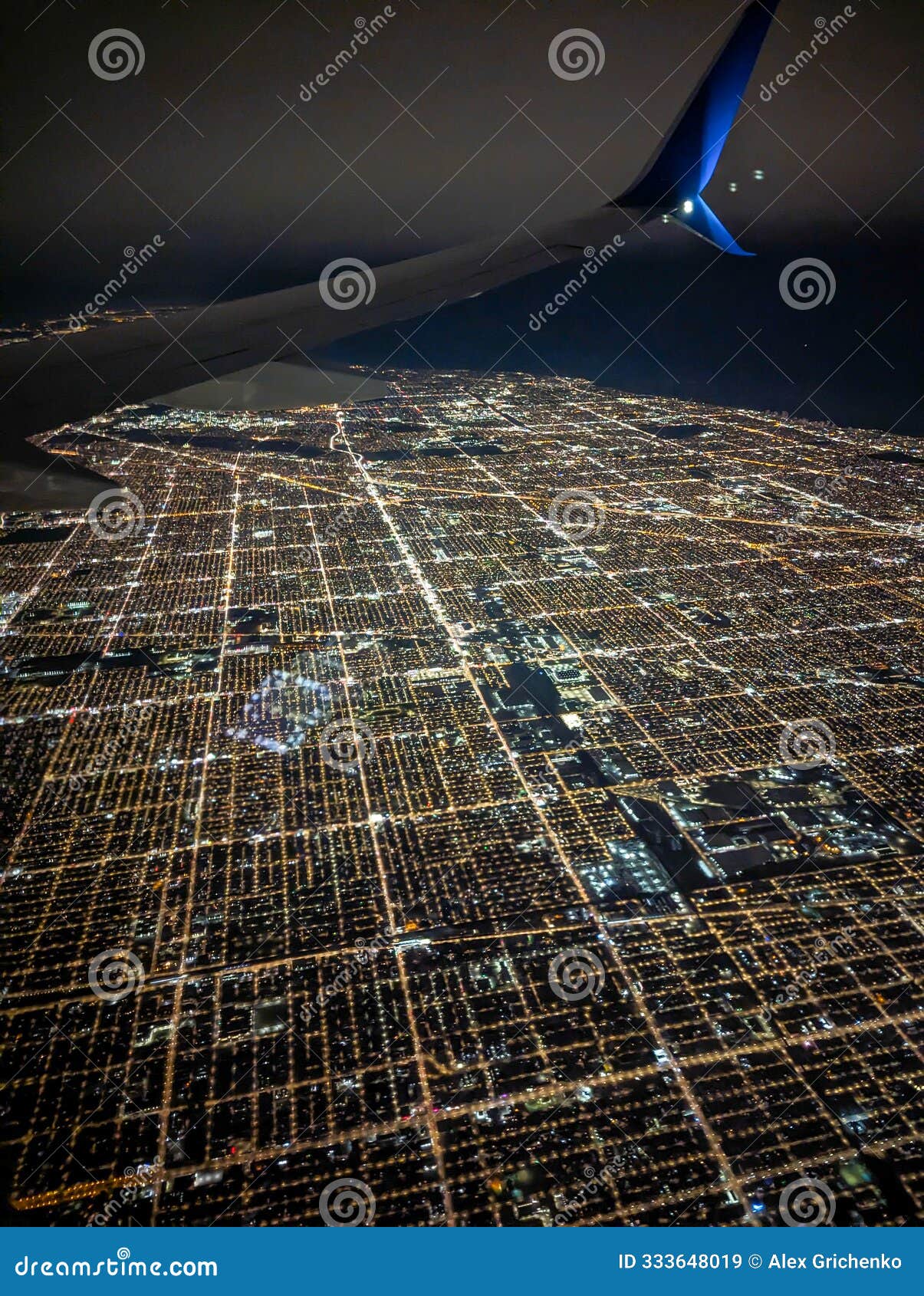 Chicago Illinois USA Panorama View from Plane Window Illuminator during ...