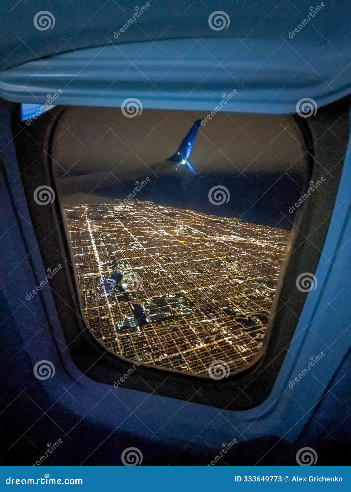 Chicago Illinois USA Panorama View from Plane Window Illuminator during ...