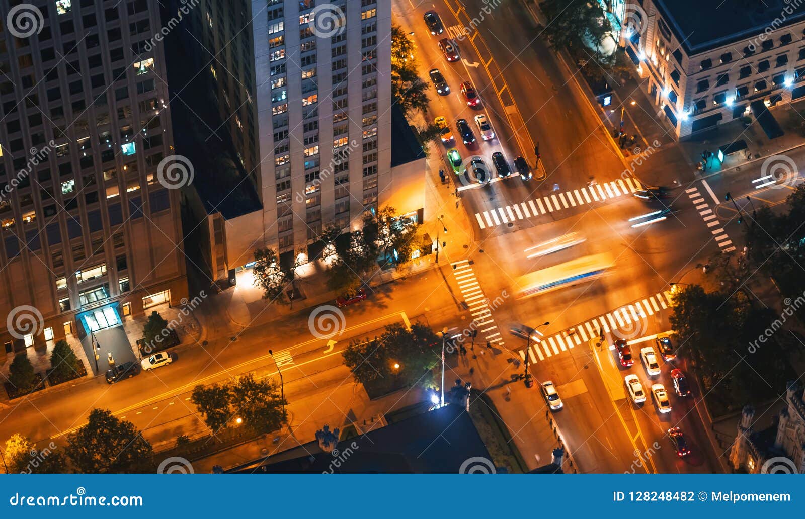 Chicago Intersection with Traffic from High Above Stock Photo - Image ...