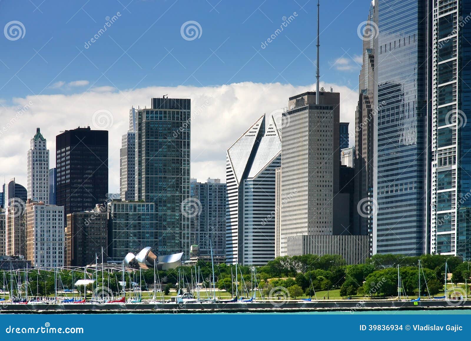 Chicago from the lake stock photo. Image of skyscraper - 39836934