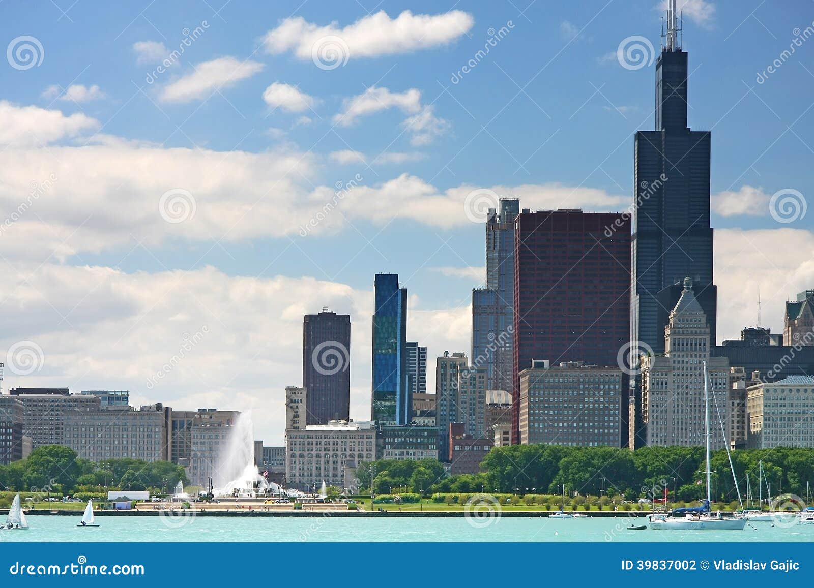 Chicago from the lake stock photo. Image of center, downtown - 39837002