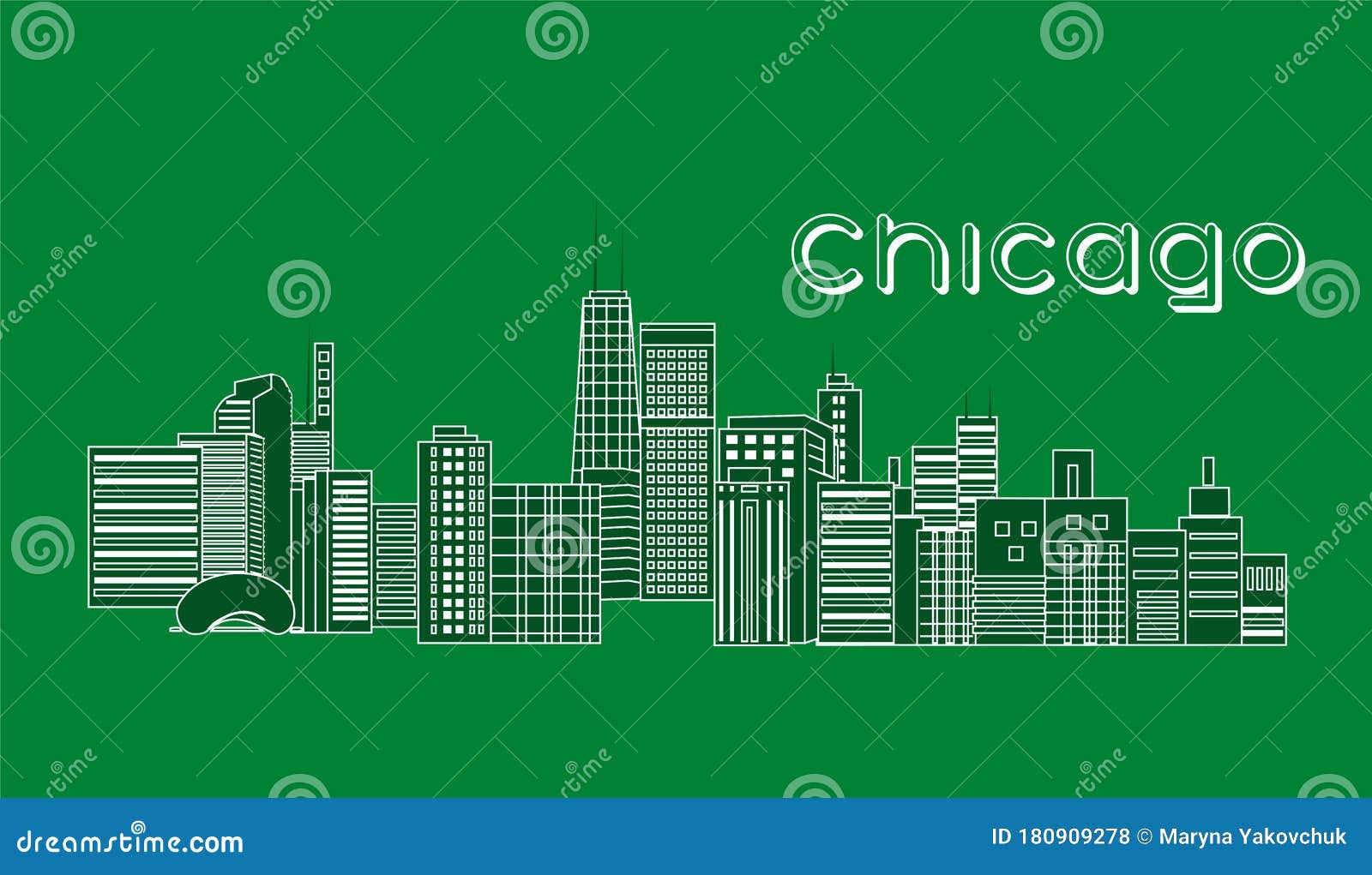 The Chicago Landscape Green Stock Vector - Illustration of culture ...