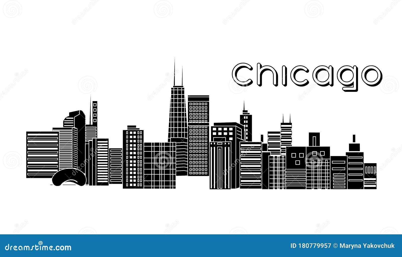 The Chicago Landscape stock vector. Illustration of house - 180779957