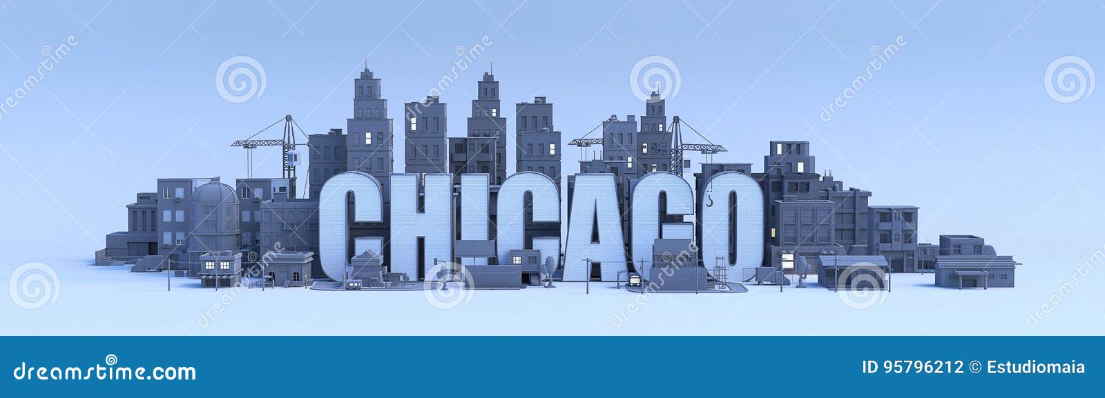 Chicago lettering stock illustration. Illustration of cityscape - 95796212