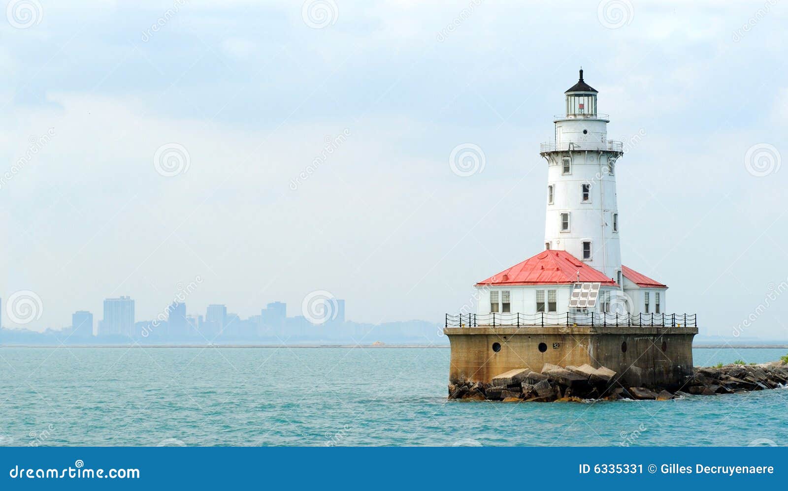 Chicago Lighthouse with Skyline in Background Stock Image - Image of ...