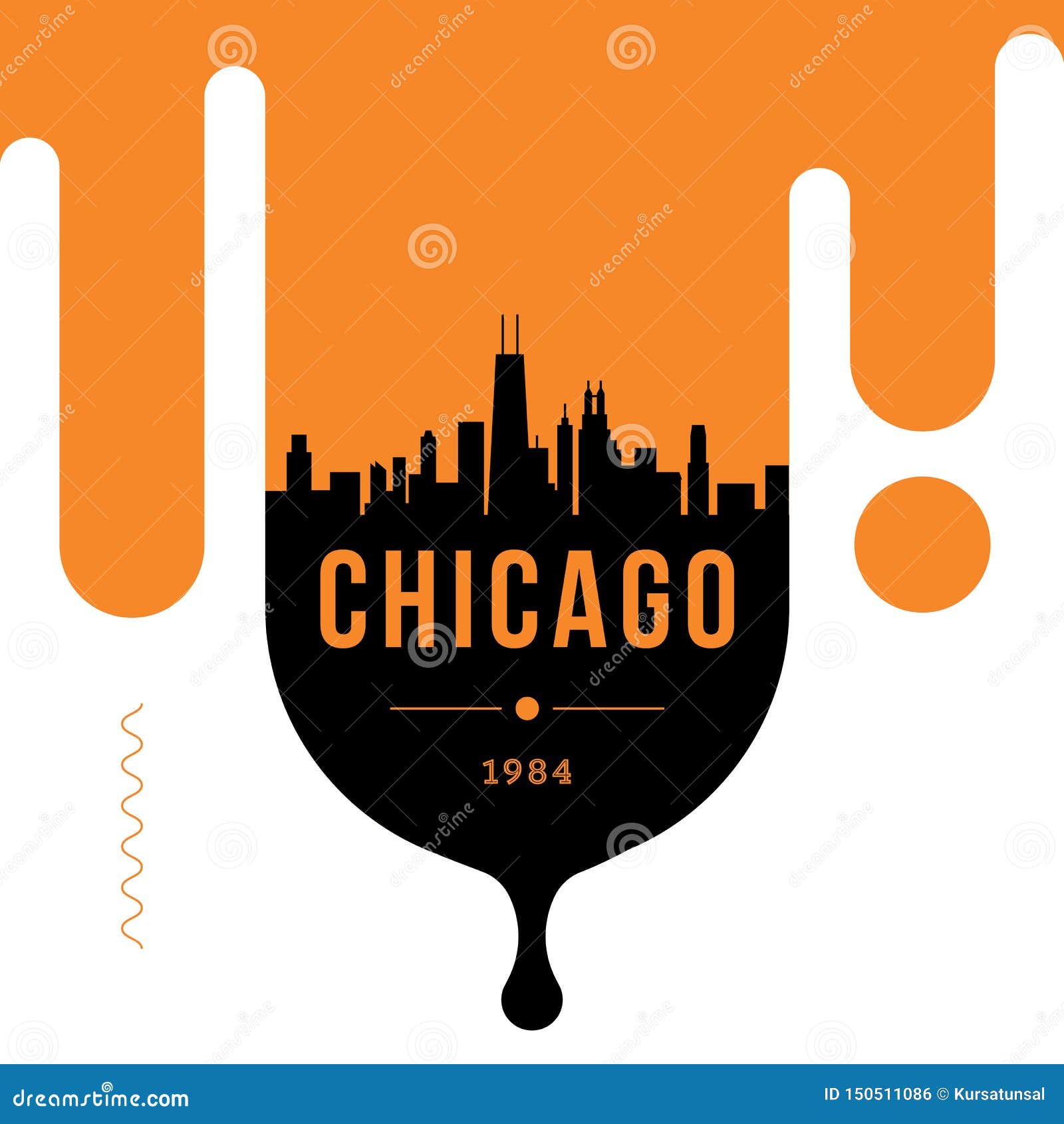 Chicago Modern Web Banner Design with Vector Skyline Stock Illustration ...