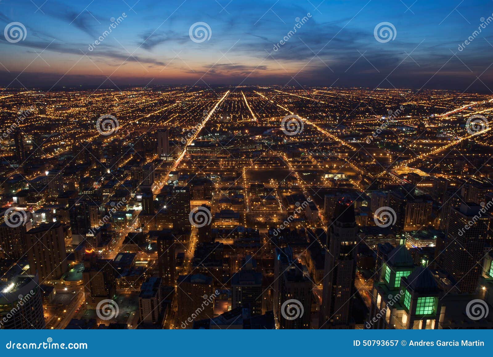 Chicago at night stock image. Image of light, land, line - 50793657