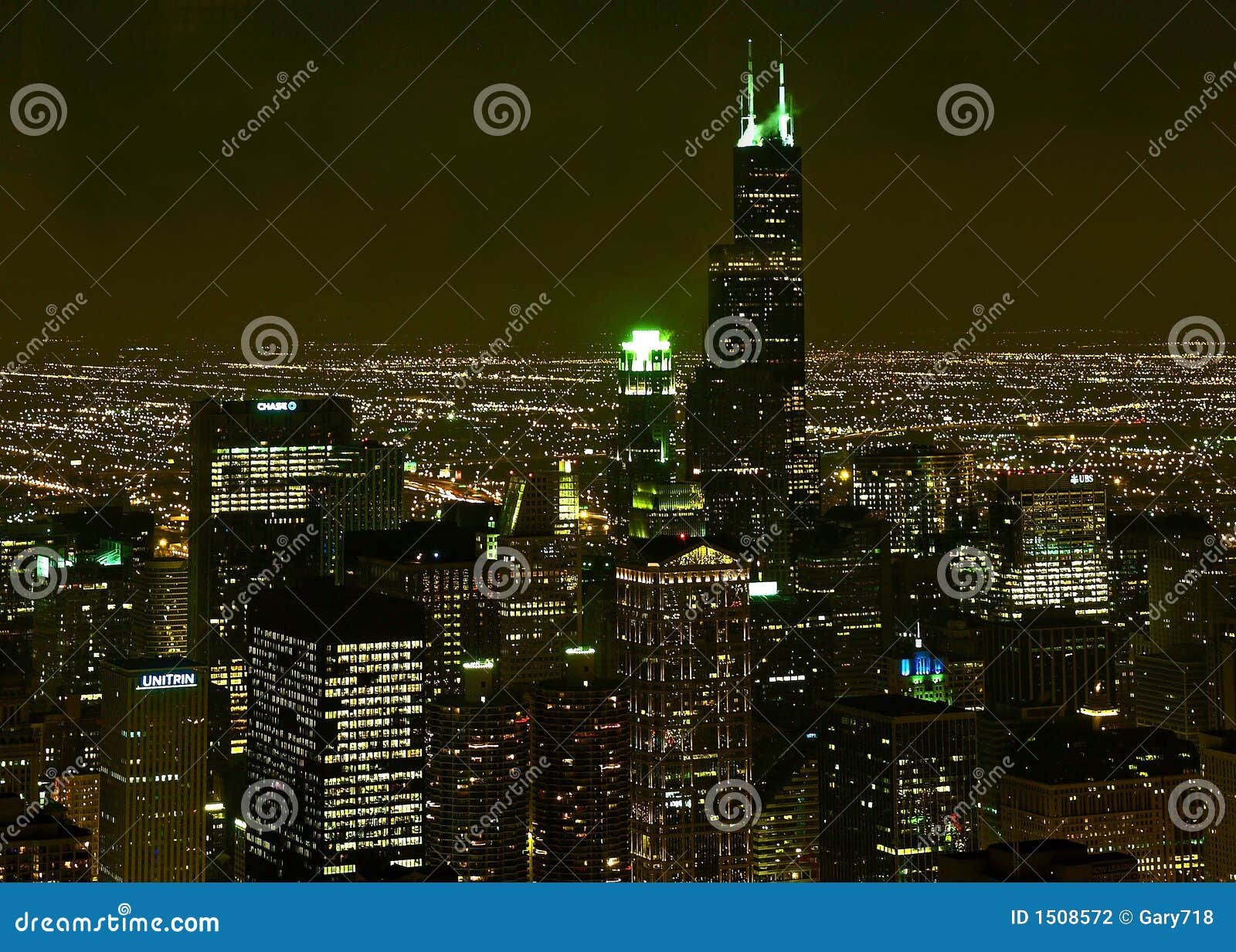 Chicago night scene editorial photography. Image of chicago - 1508572