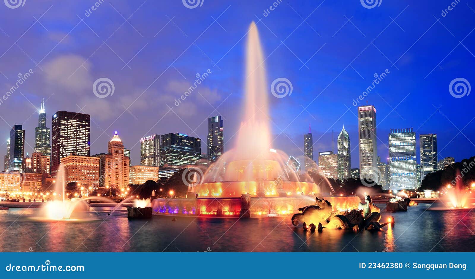 Chicago night scene stock photo. Image of park, cityscape - 23462380