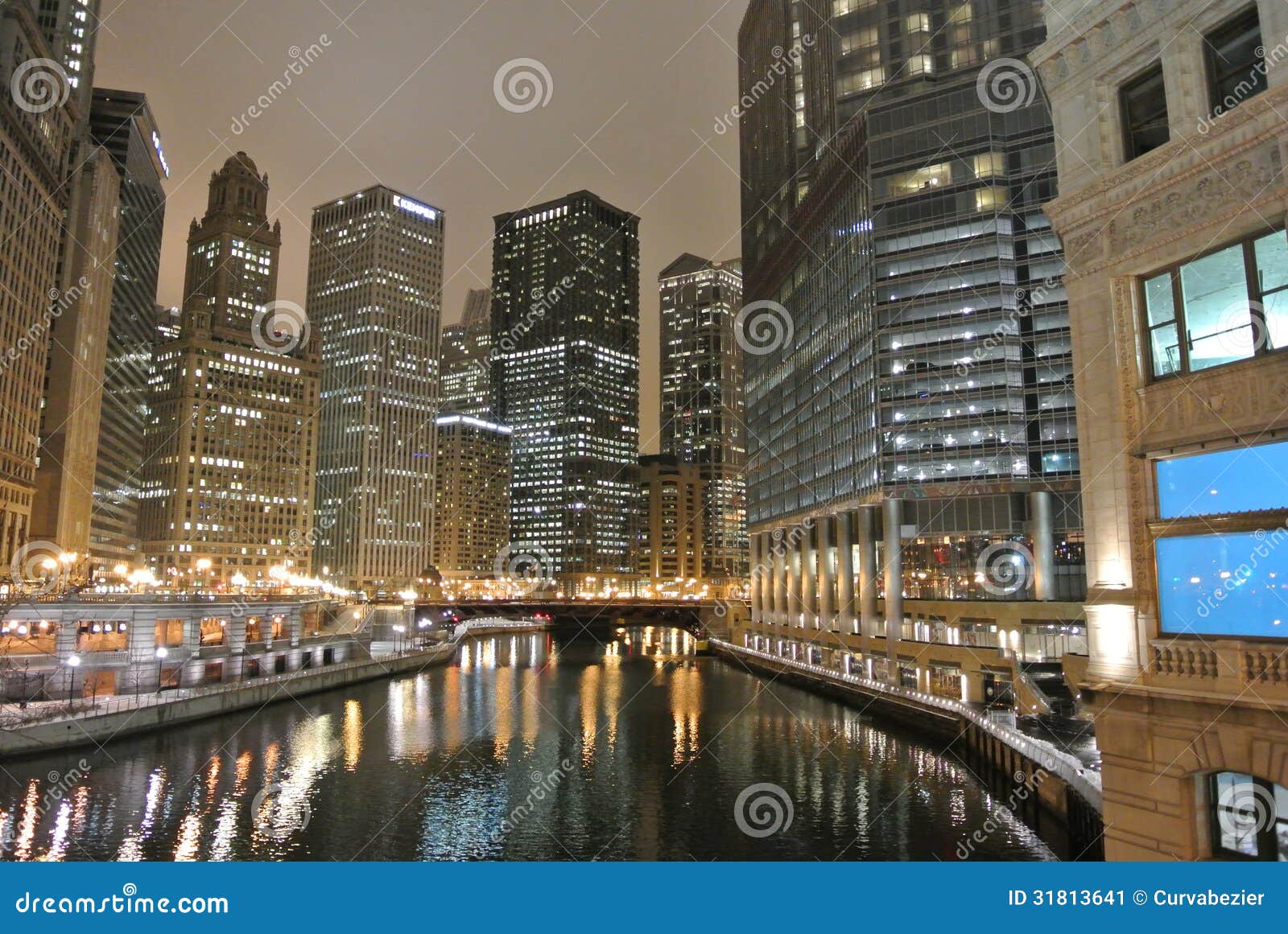 Chicago night view stock image. Image of window, skyline - 31813641