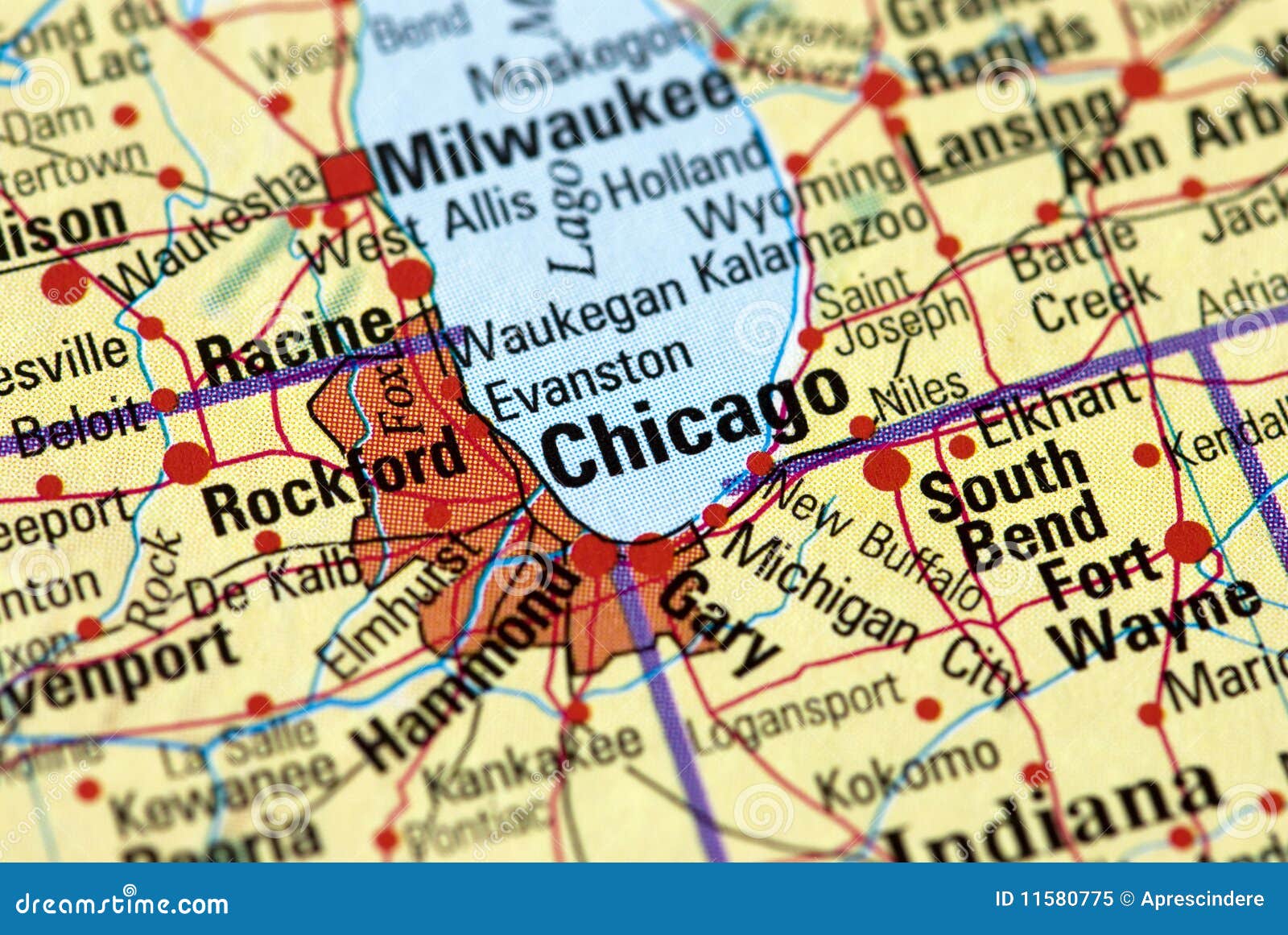 Chicago no mapa imagem de stock. Imagem de livro, macro - 11580775