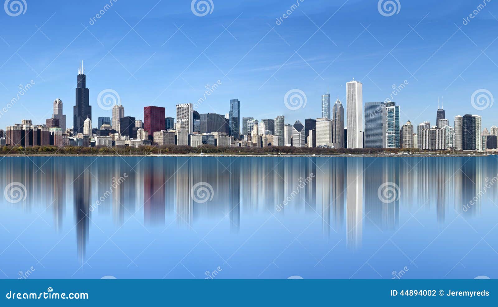 Chicago - Panoramic View from Lake Michigan Stock Photo - Image of ...