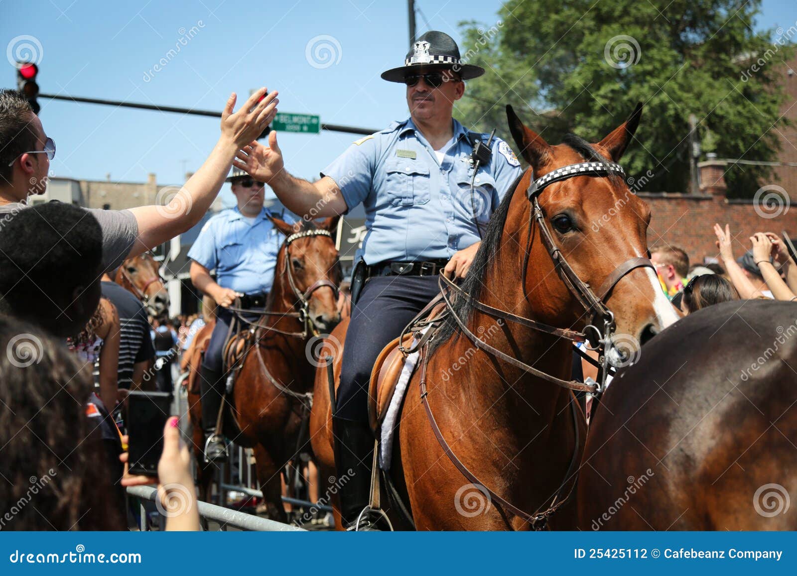 Chicago PD Officer On Bike Patrol Riding On Downtown Street Editorial ...