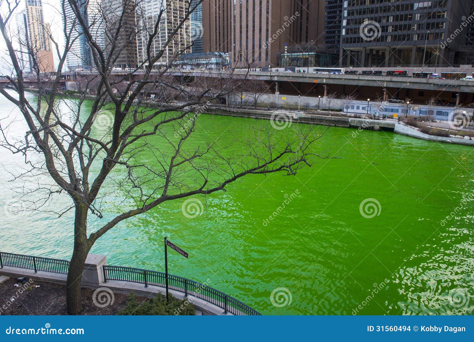Chicago River dyed green editorial stock image. Image of color - 31560494
