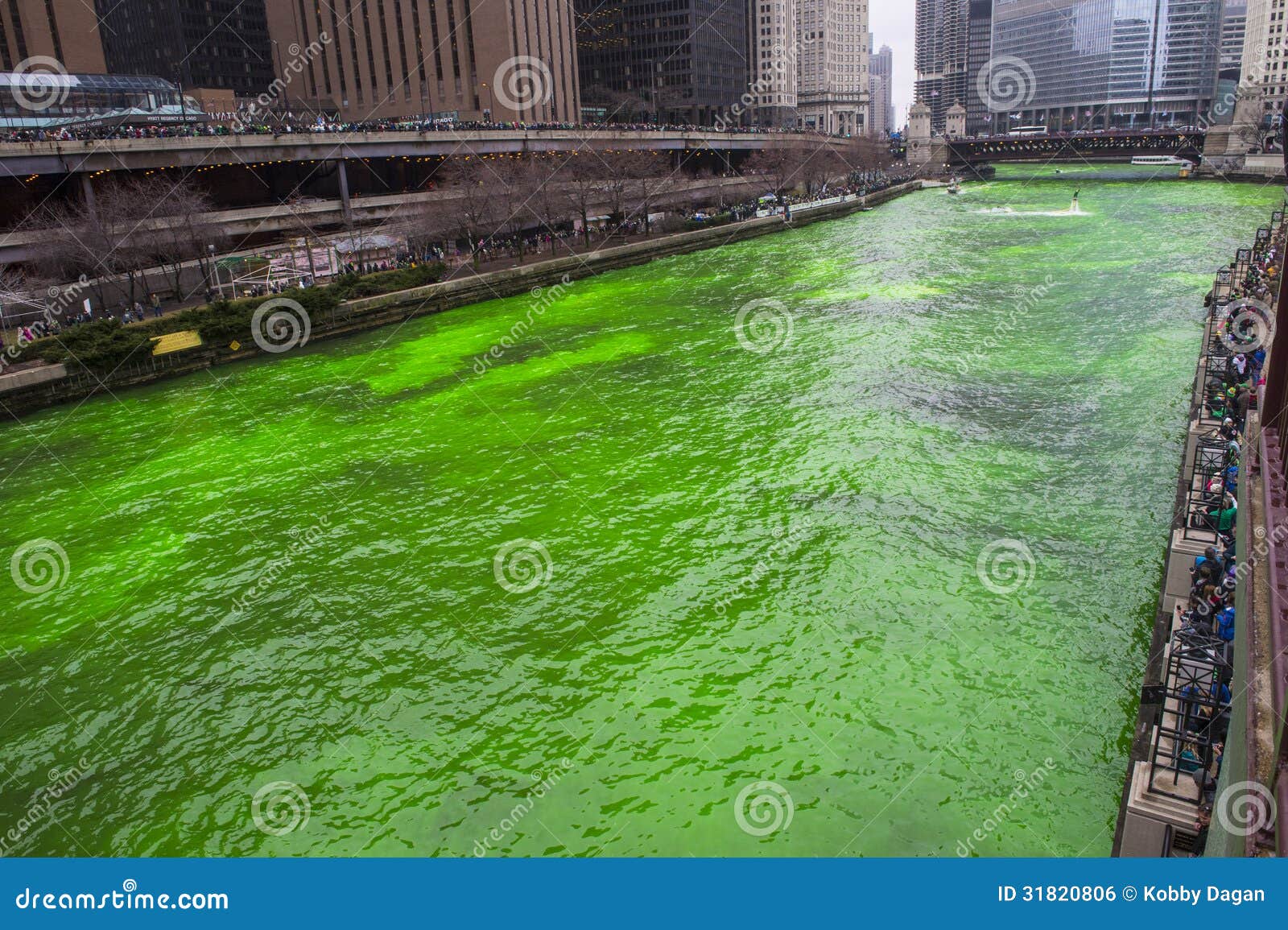 Chicago River dyed green editorial photo. Image of water - 31820806