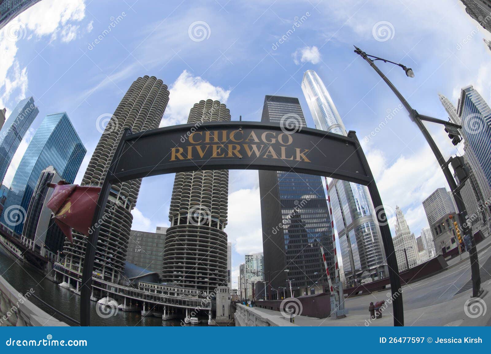 Chicago River Walk Sign in the Summertime Editorial Photography - Image ...