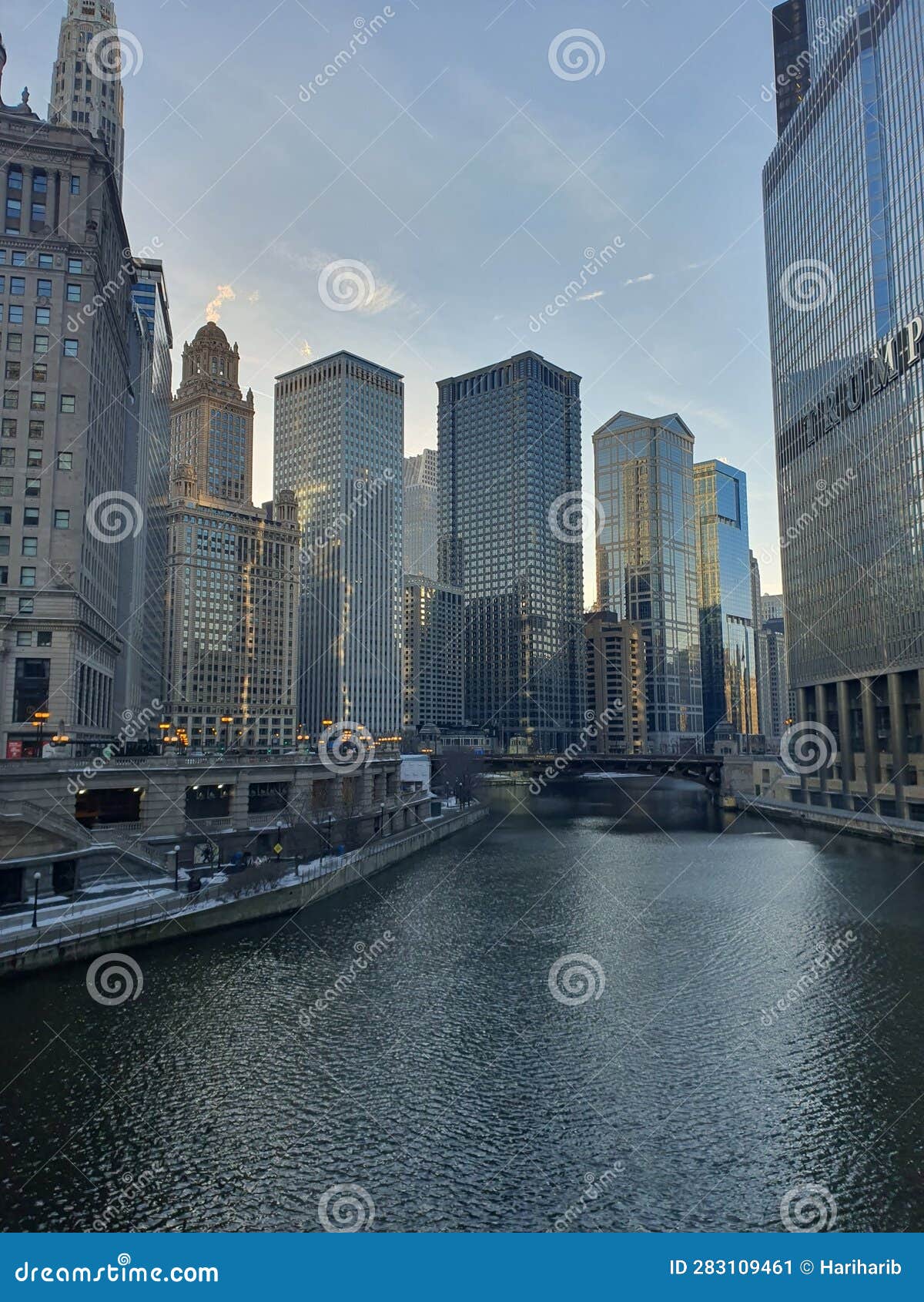 Chicago River Winter High Buildings Editorial Photo - Image of winter ...