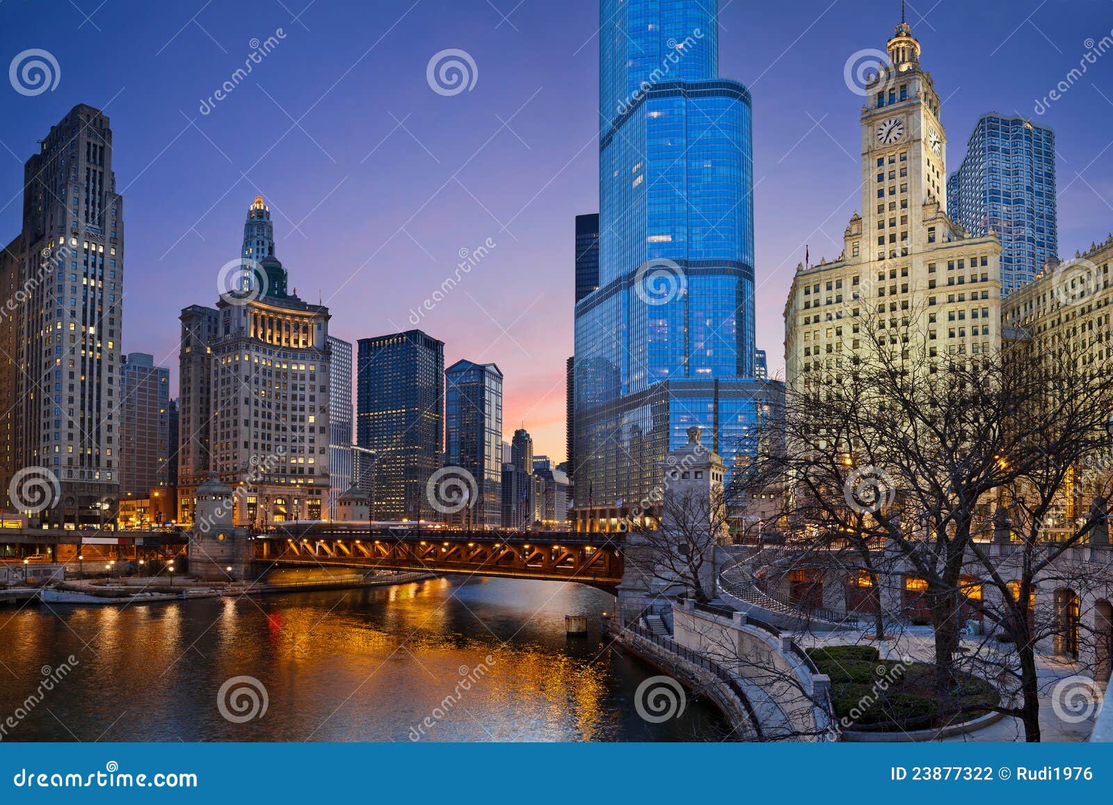 Chicago riverside. stock photo. Image of cityscape, color - 23877322