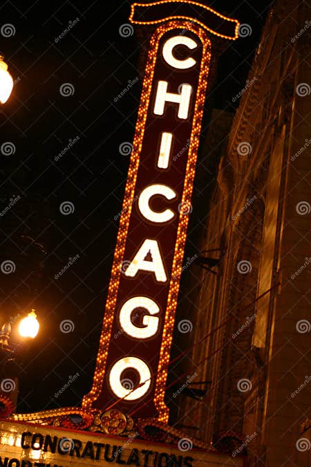 Chicago Sign stock photo. Image of illinios, night, chicago - 927988