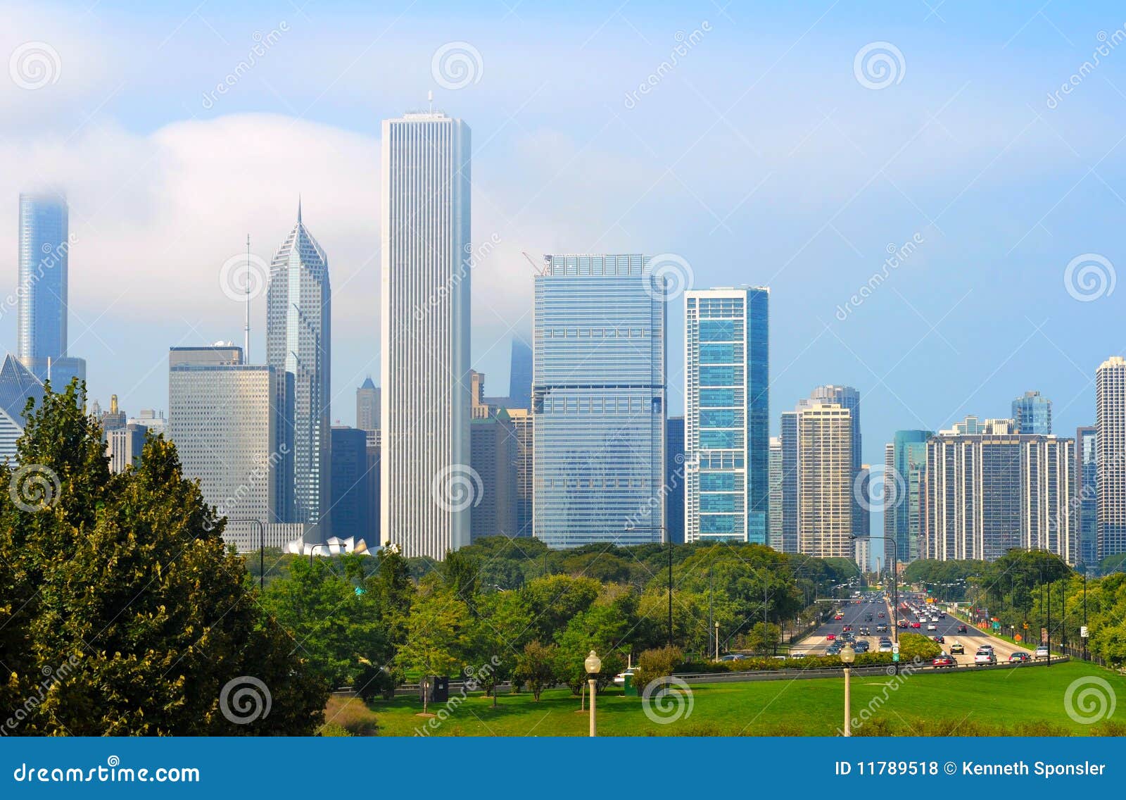 Chicago skyline stock photo. Image of chicago, blue, boulevard - 11789518