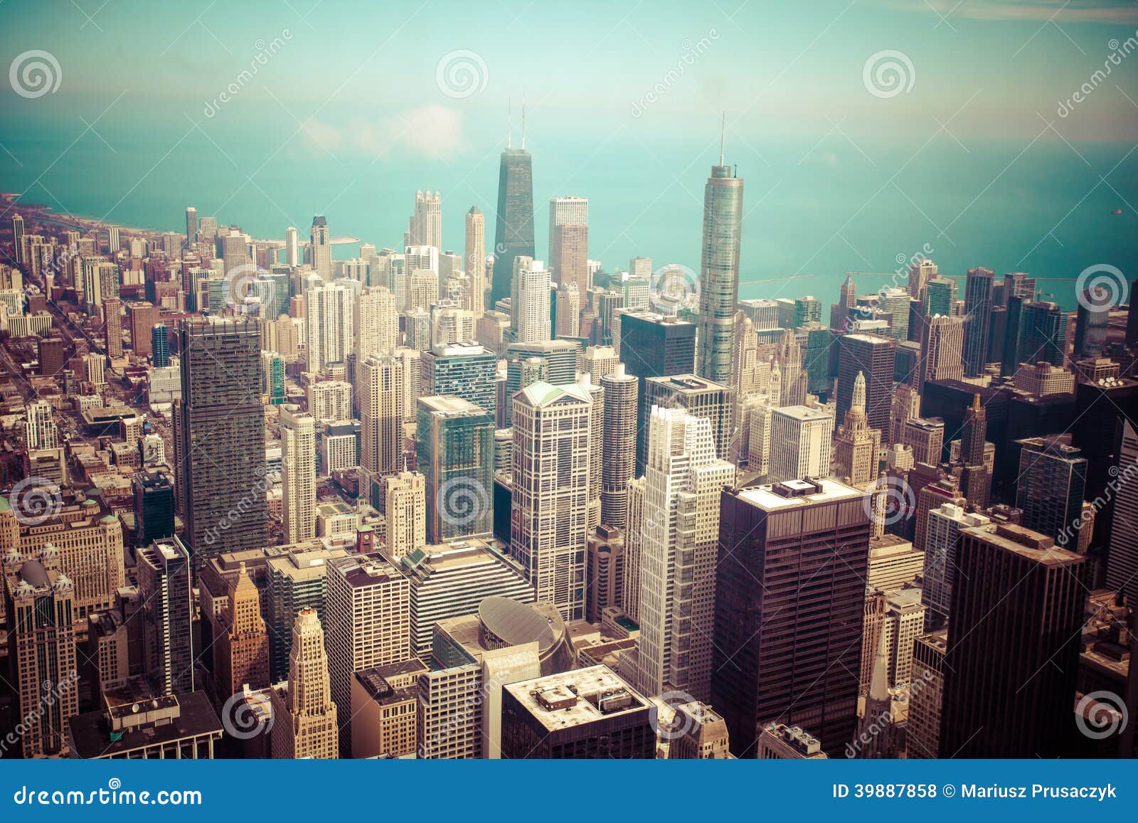 Chicago Skyline Aerial View Stock Photo - Image of aerial, high: 39887858