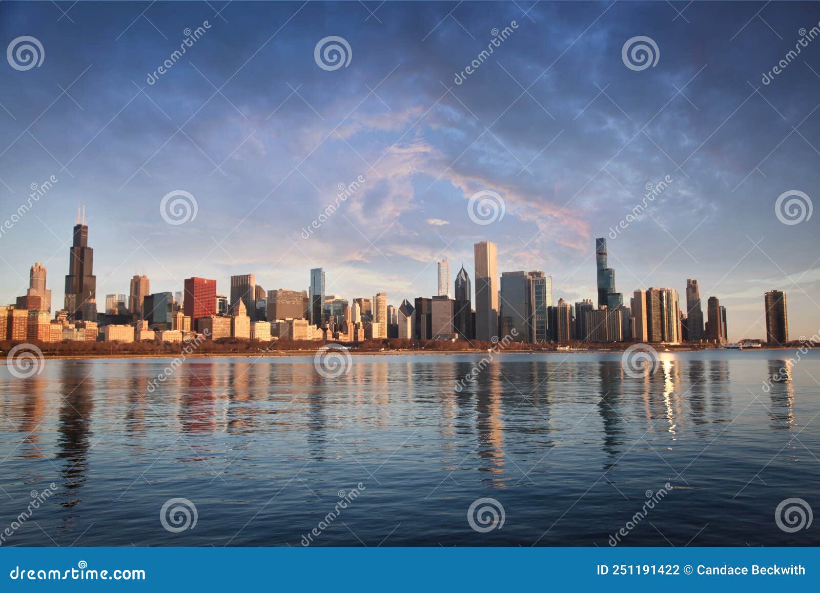 Chicago Skyline with Dramatic Sky Stock Photo - Image of skyscraper ...