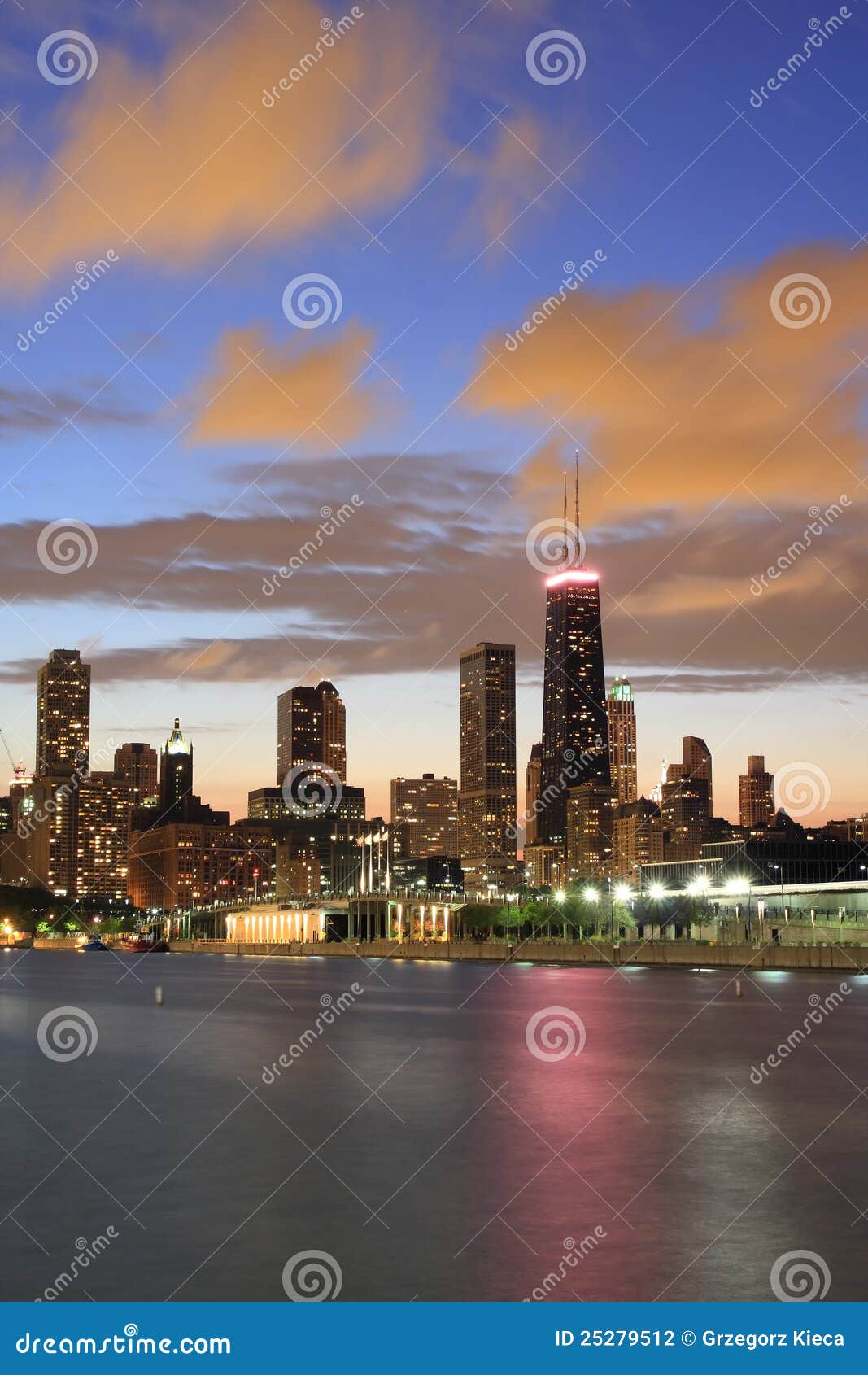 Chicago Skyline at dusk stock photo. Image of great, culture - 25279512