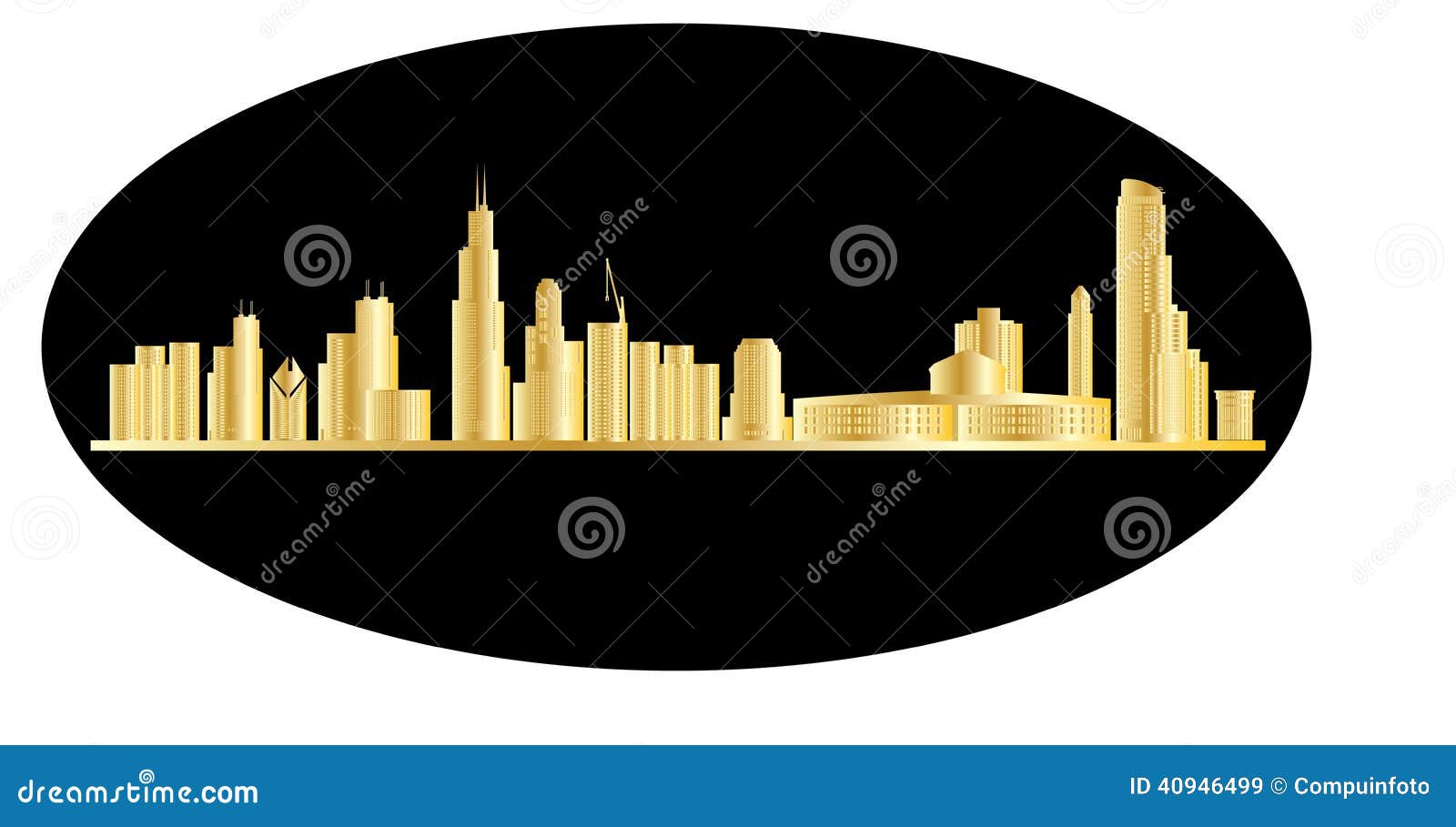 Chicago Skyline, Hand Drawn Silhouette Cartoon Vector | CartoonDealer ...