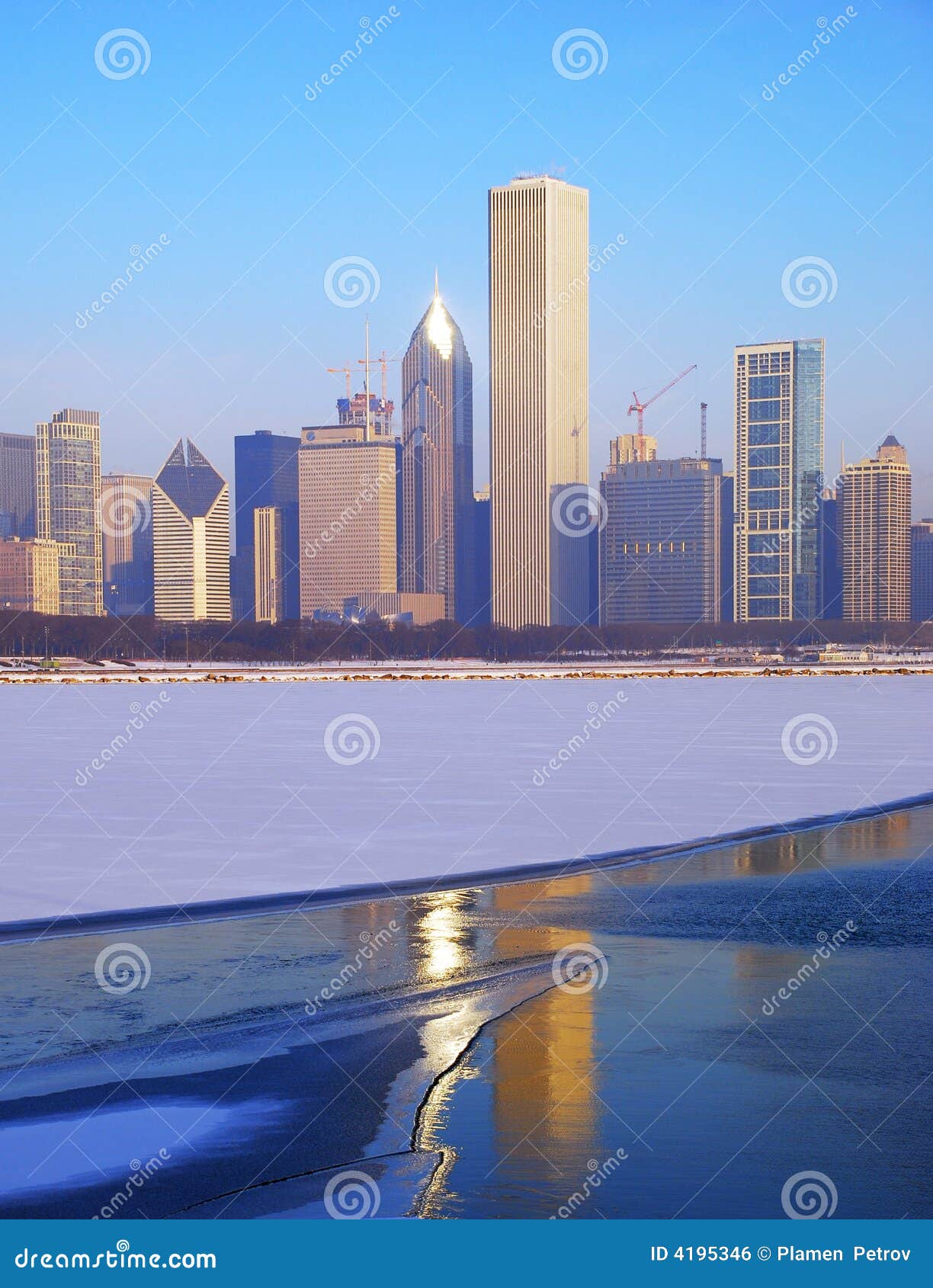 Chicago Skyline on Ice stock photo. Image of built, tower - 4195346
