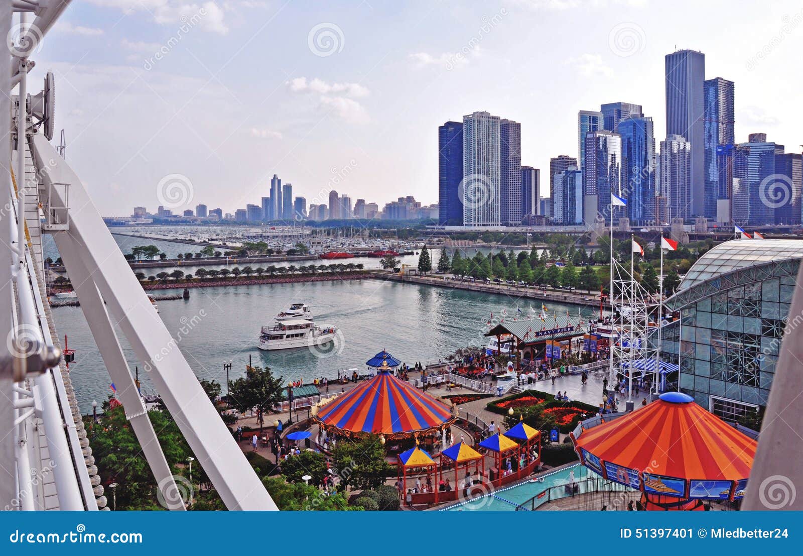 Chicago Skyline From Navy Pier Ferris Wheel Stock Image - Image: 51397401