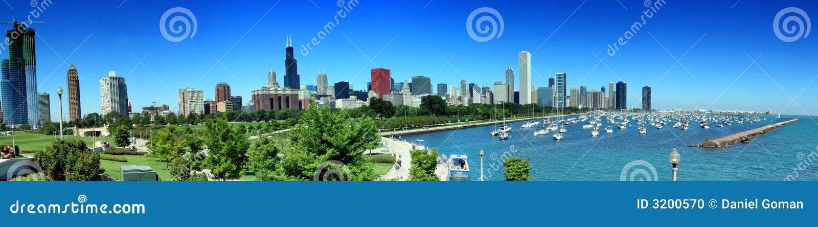 Chicago Skyline Panoramic stock photo. Image of modern - 3200570