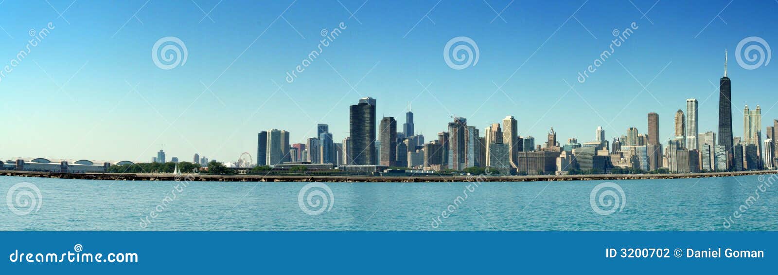 Chicago Skyline Panoramic stock photo. Image of city, trees - 3200702