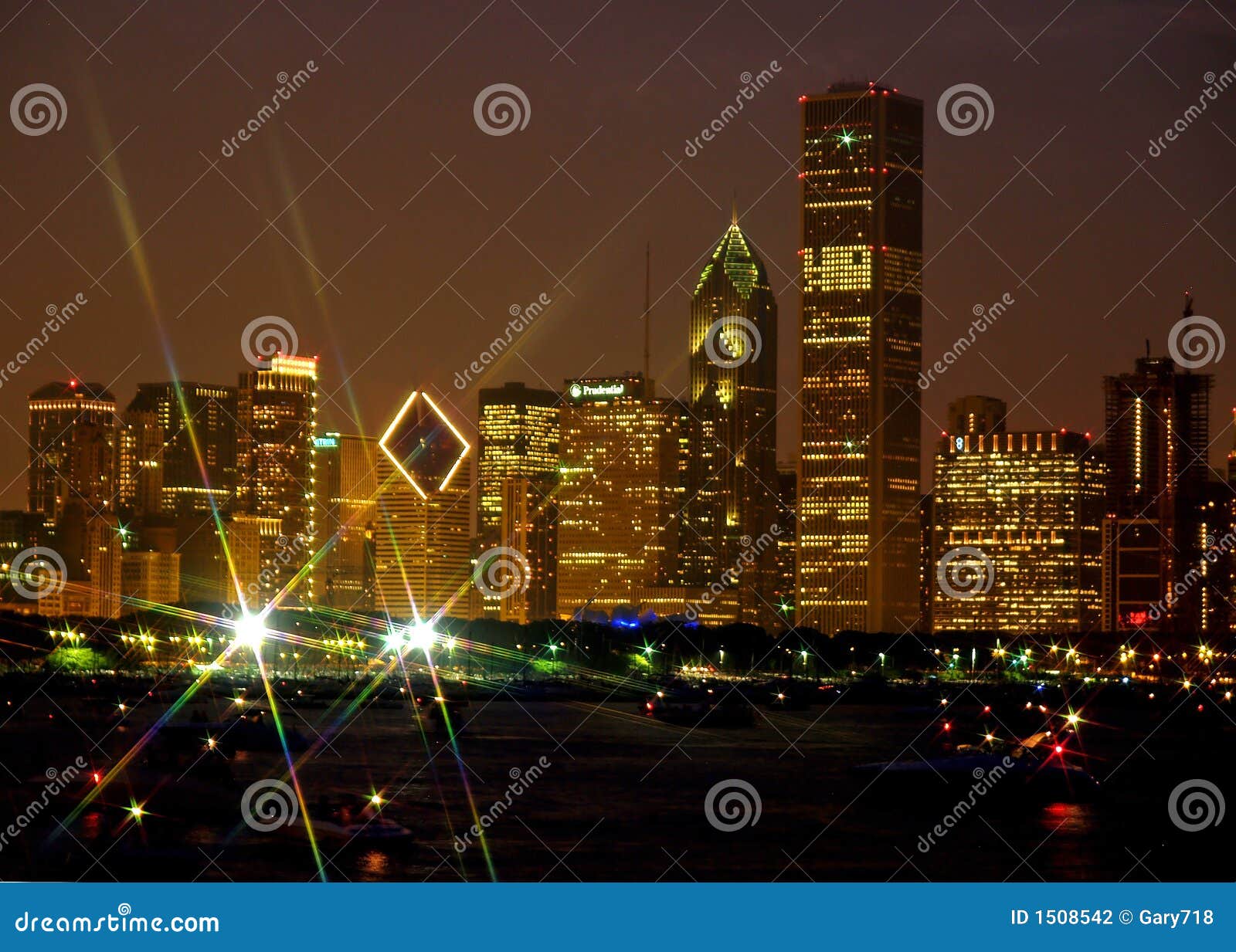 Chicago Skyline with Star Light Effect Stock Photo - Image of deck ...
