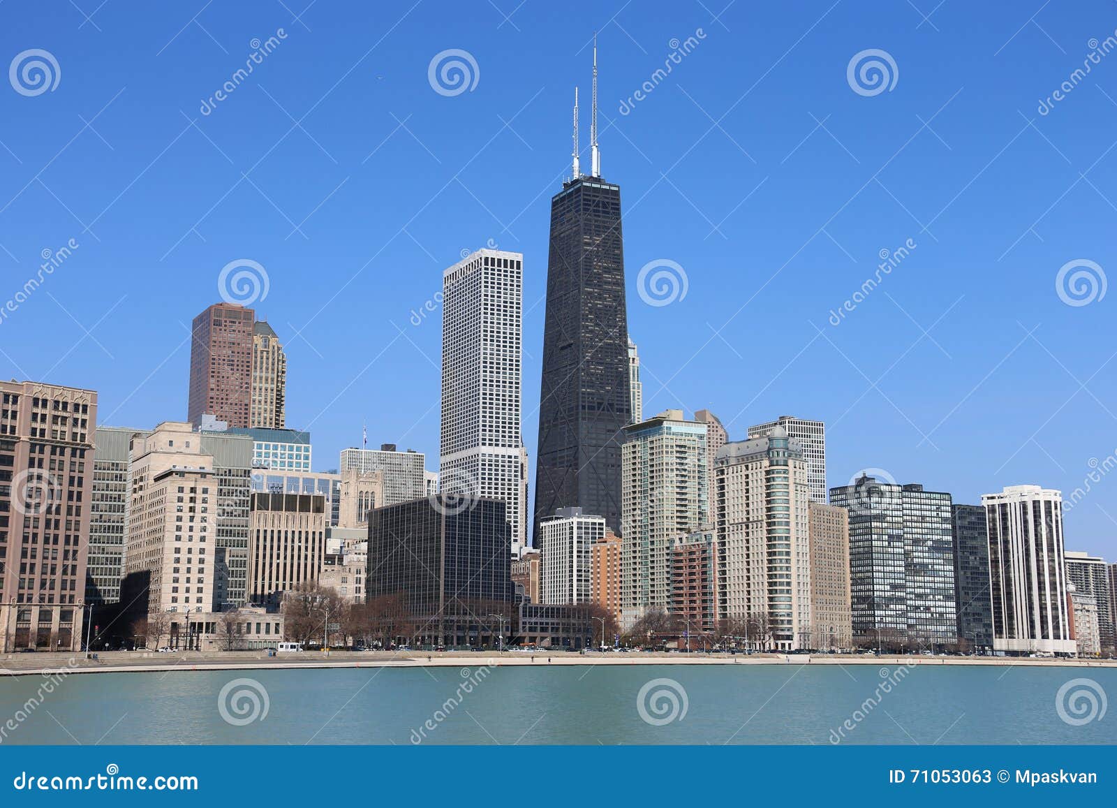 Chicago skyline in summer stock image. Image of skyline - 71053063