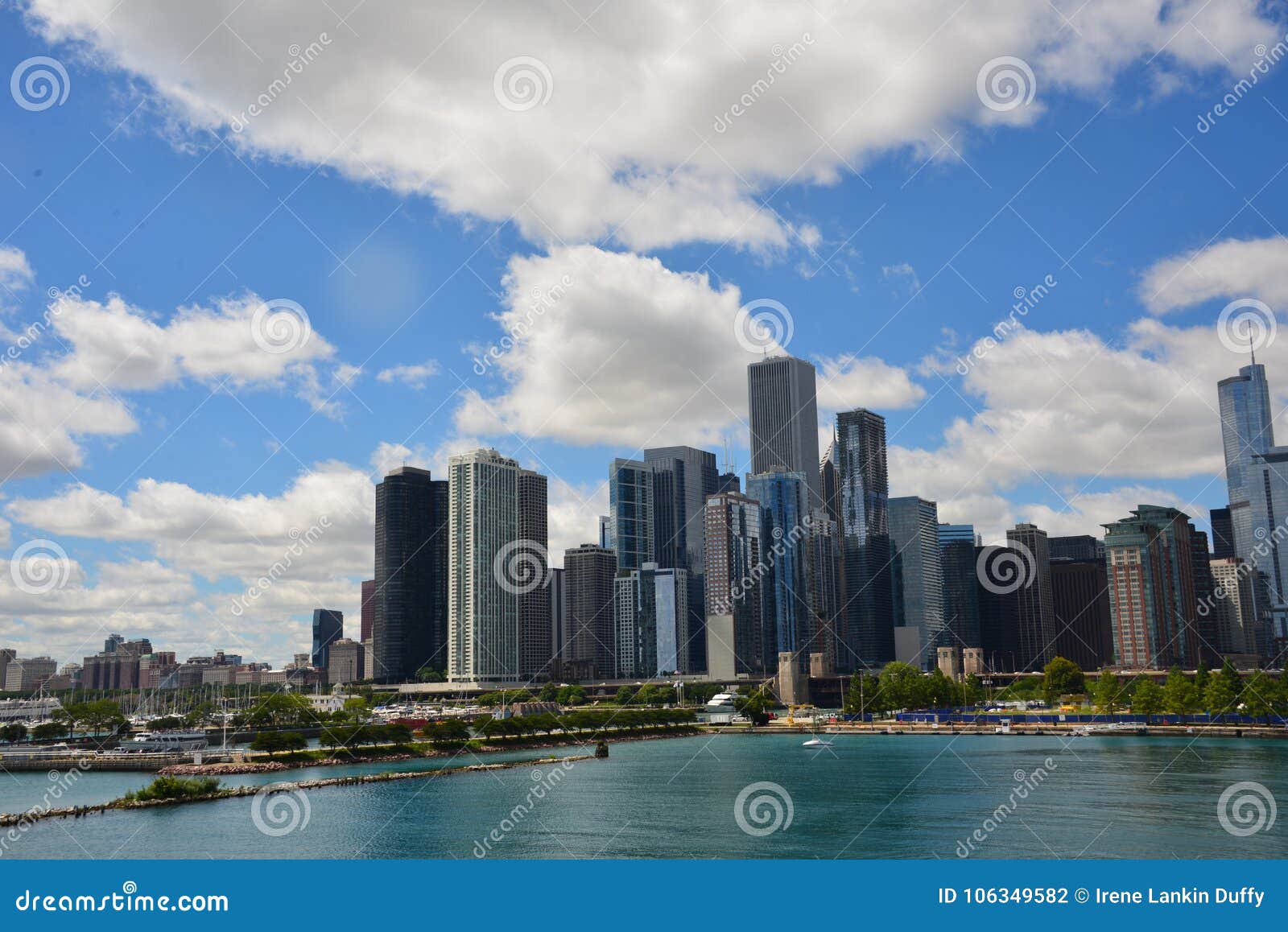 Chicago Skyline in Summer stock photo. Image of chicago - 106349582