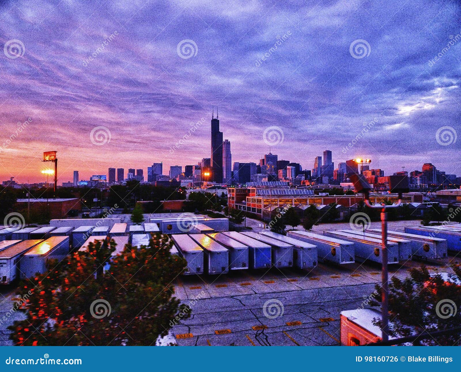 Chicago Skyline at Sunset stock photo. Image of chicago - 98160726