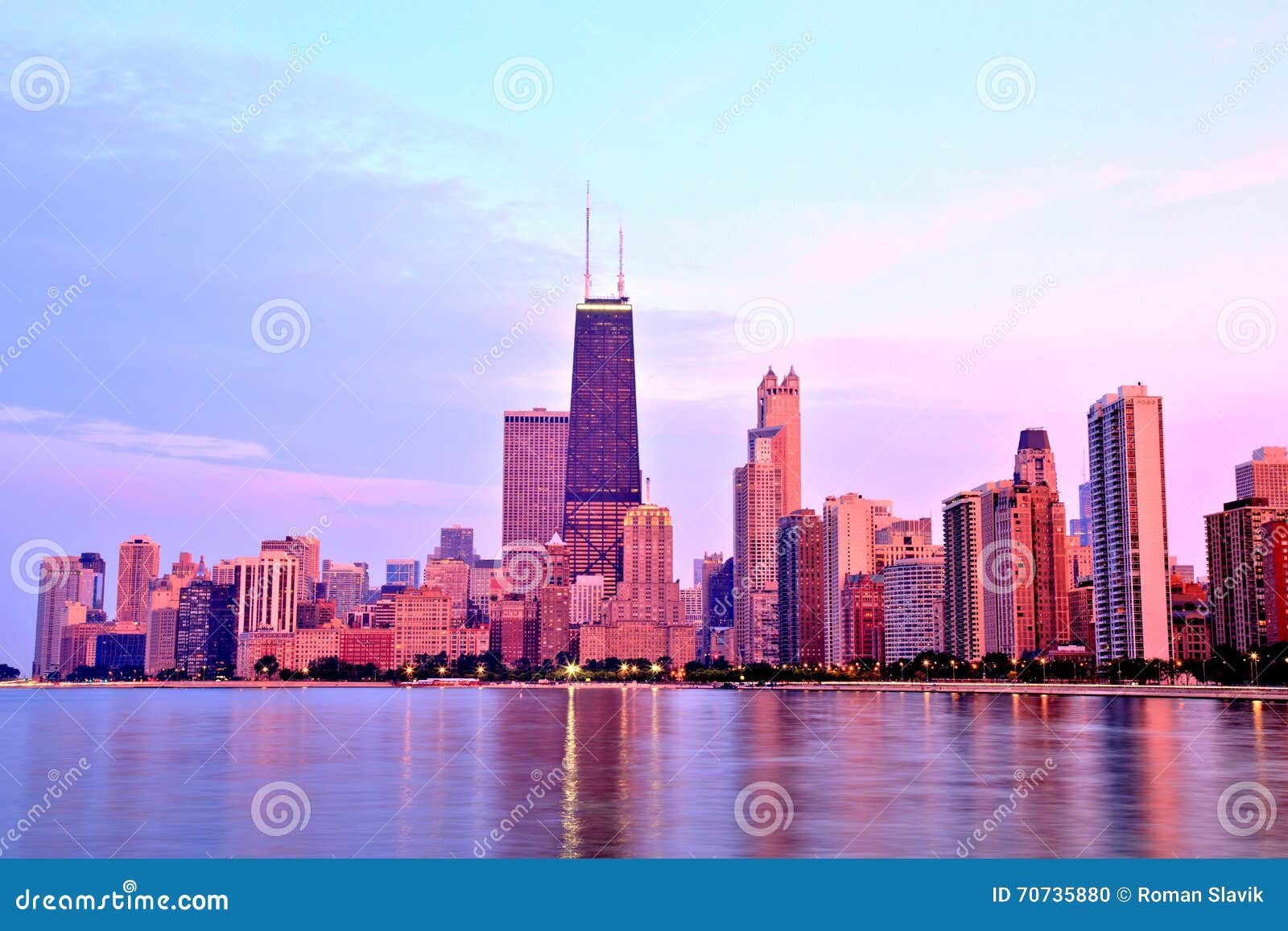 Chicago Skyline at Sunset in Epic Colors Stock Photo - Image of iconic ...