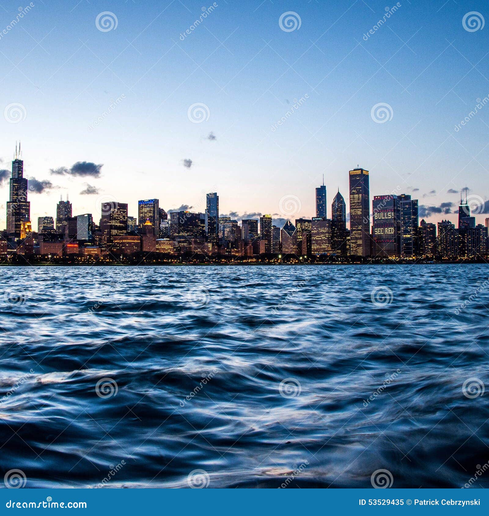 Chicago Skyline editorial image. Image of sunset, exposure - 53529435