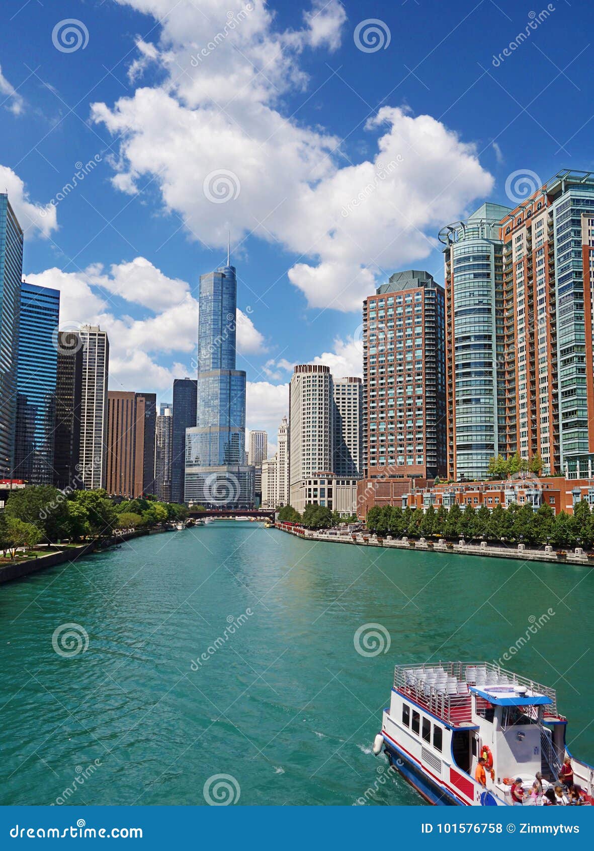 Chicago skyline view stock photo. Image of city, river - 101576758